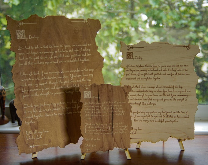 Wood Engraved Poem | Custom Short Story or Poem With a Stand ...