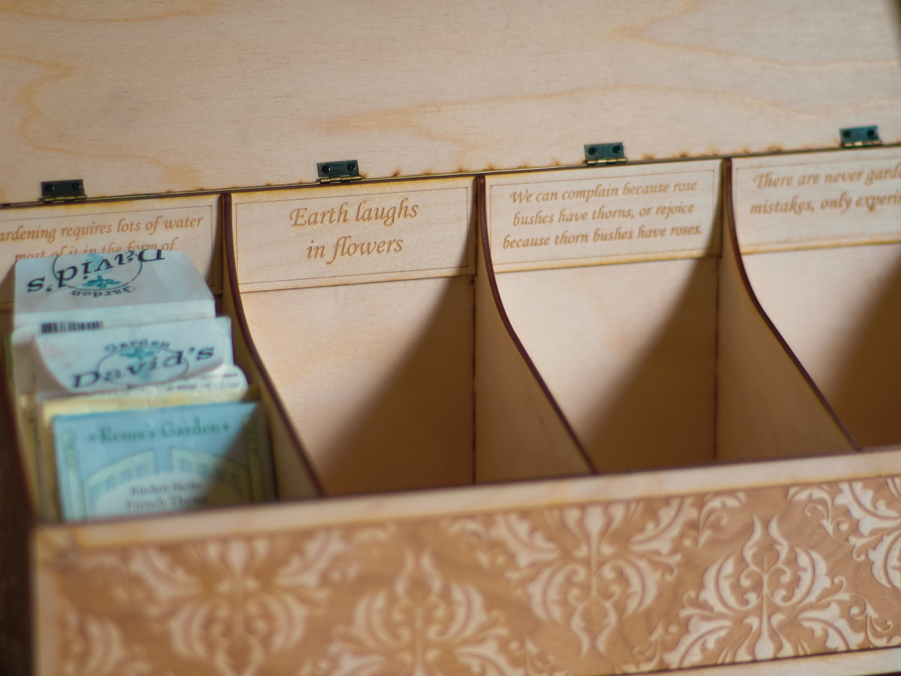 Engraved Wooden Seed Storage Box | Personalized Garden Seed Organizer ...