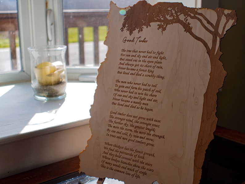Good Timber Wood Engraved Poem| Poem With a Stand | Large, Medium and ...
