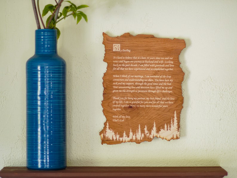 Custom Engraved Wooden Wall Plaque | Personalized Love Letter Gift for ...