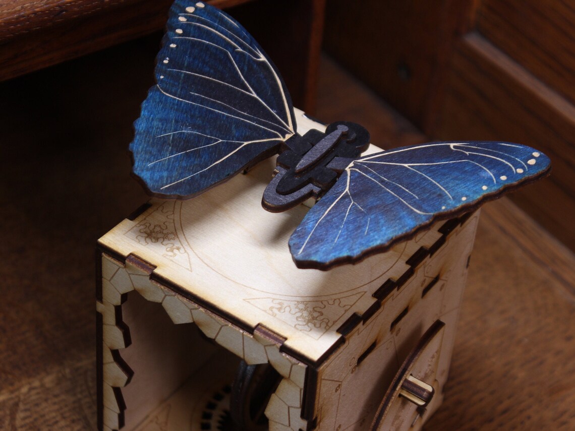 Blue Morpho Butterfly Automata. Wooden Mechanism Operated - Etsy