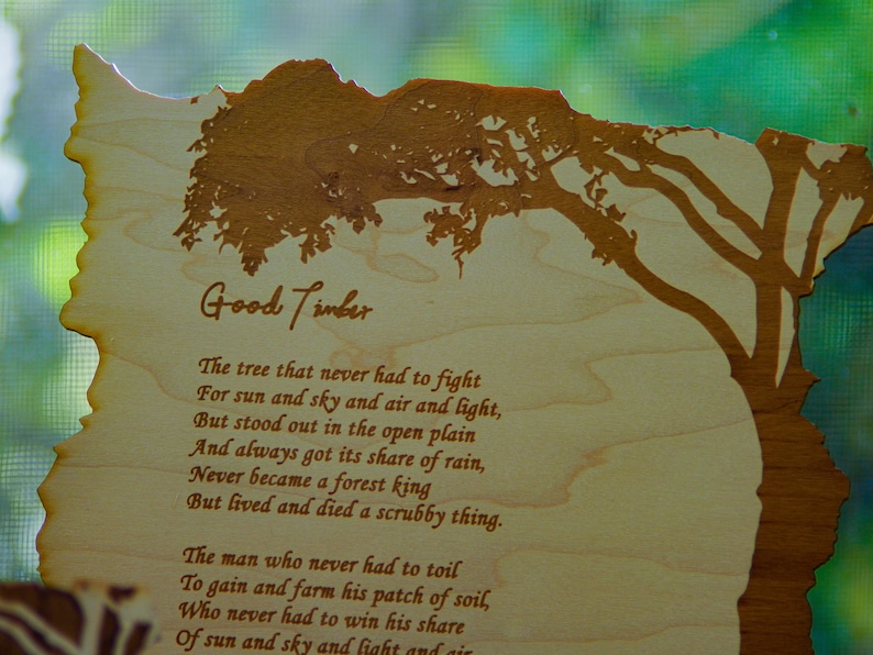 Good Timber Wood Engraved Poem| Poem With a Stand | Large, Medium and ...