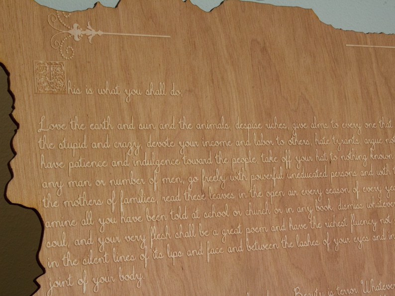 Wood Engraved Poem Custom Short Story or Poem With a Stand - Etsy