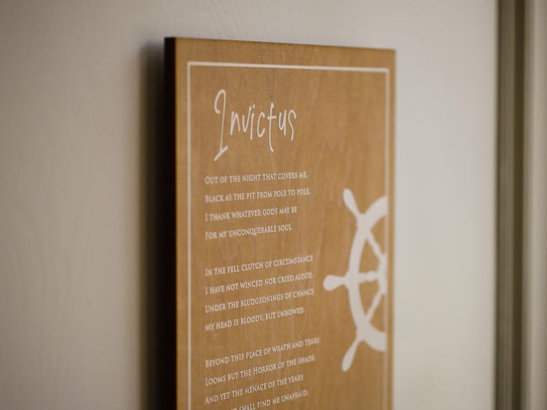 Engraved “invictus” Poem Wood Plaque by William Ernest Henley ...