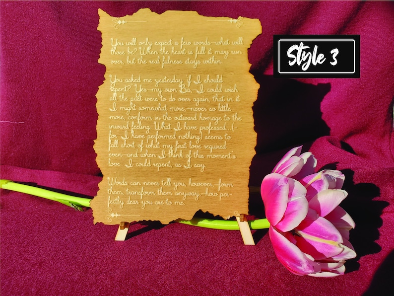 Wood Engraved Poem Custom Short Story or Poem With a Stand - Etsy