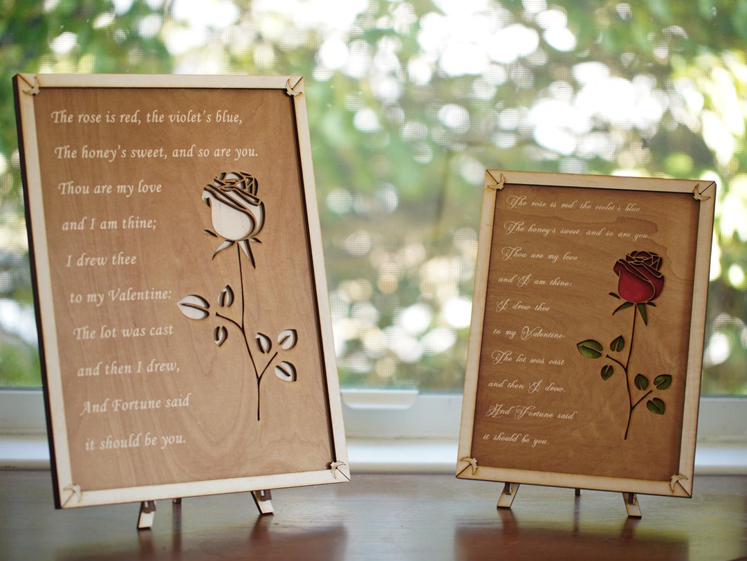 Roses Are Red Valentine's Engraved Poem| Custom Plaque With a Stand ...