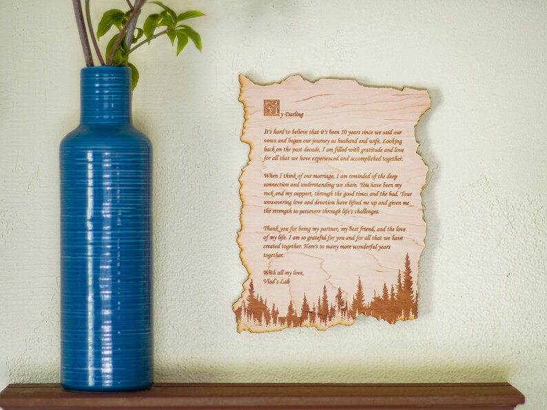 Custom Engraved Wooden Wall Plaque | Personalized Love Letter Gift for ...