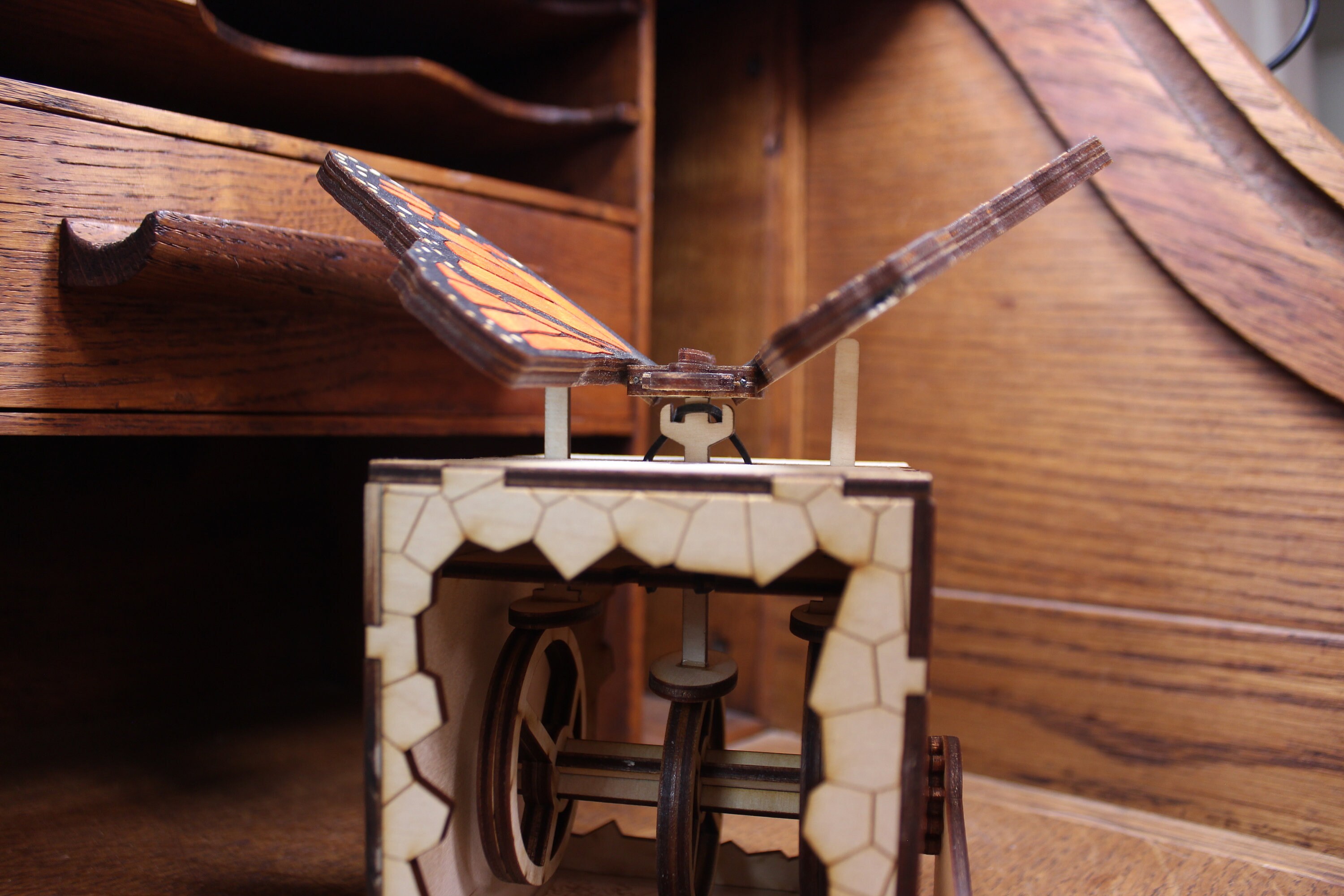 Monarch Butterfly Automata, Wooden Butterfly Model, Hand Painted ...