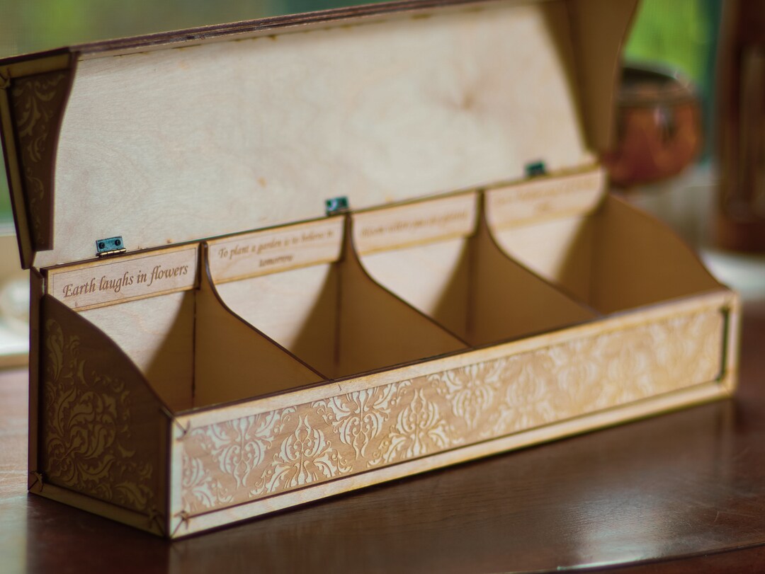 Engraved Wooden Seed Storage Box | Personalized Garden Seed Organizer ...