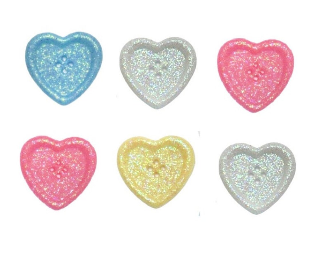 Pastel Glitter Hearts - Heart Button Set ~ Shelly's Buttons and More ...