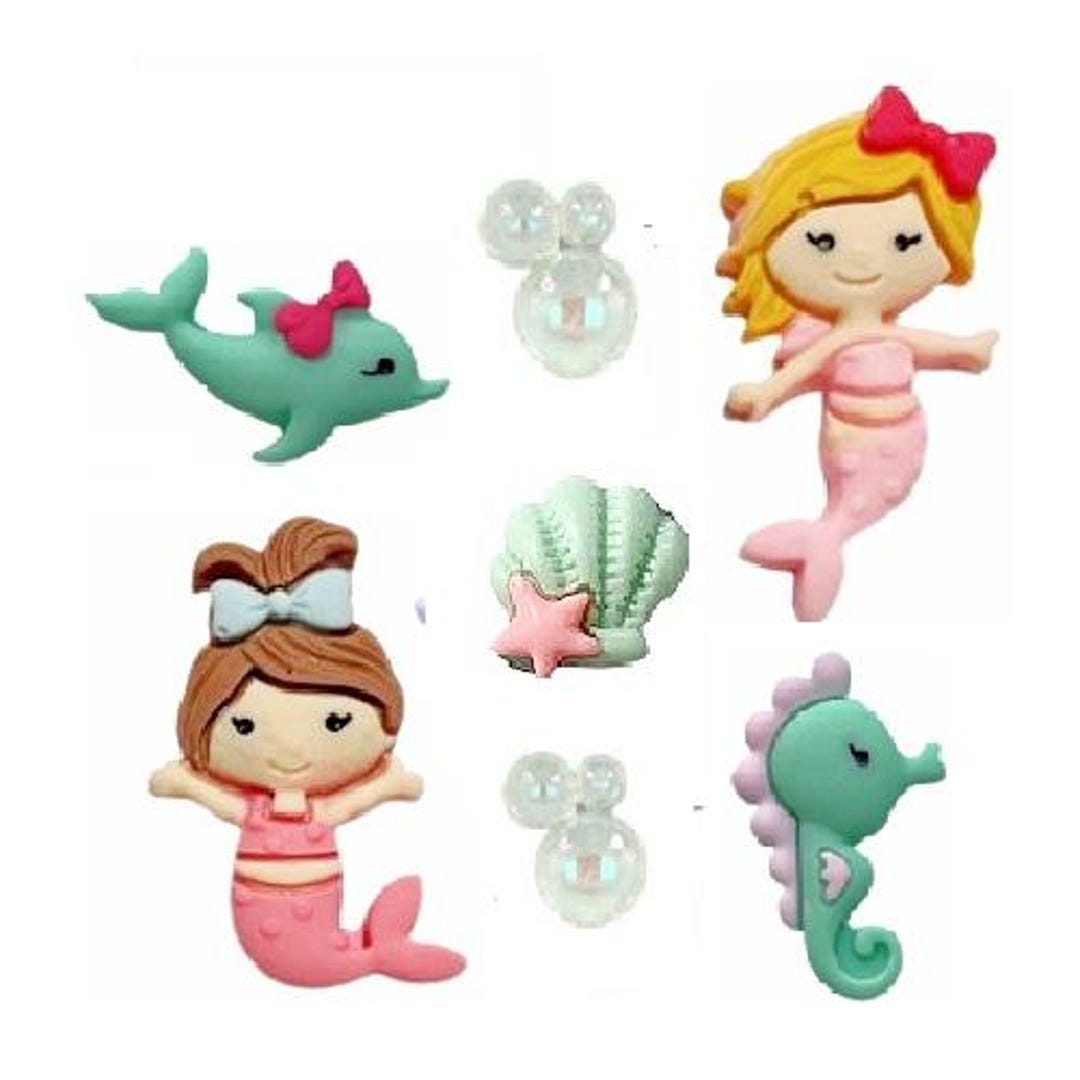 A Mermaids Journey Embellishment Set ~ Shelly's Buttons & More - Flat ...