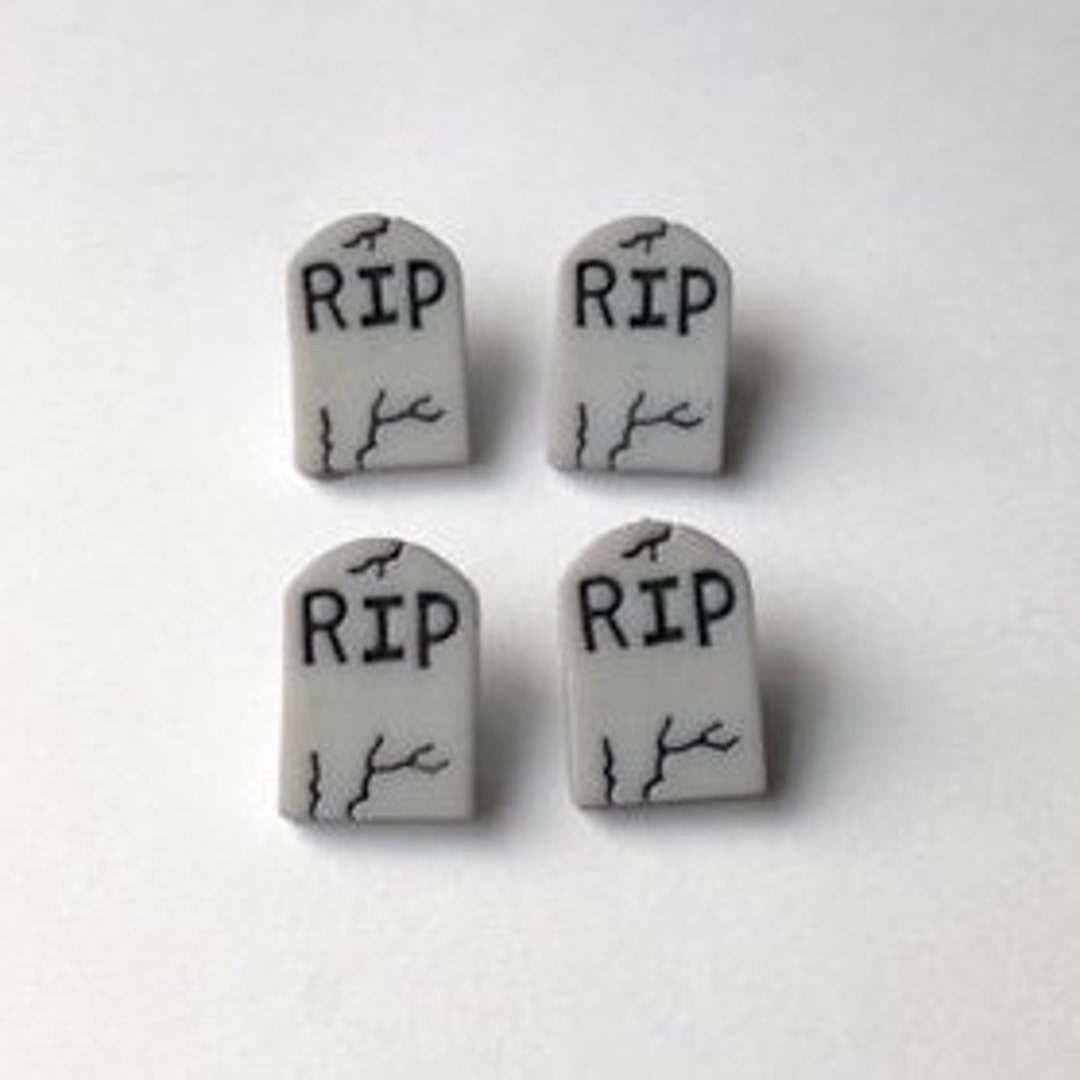 8 Pieces Tiny RIP Gravestone Buttons Halloween Dress It up ...
