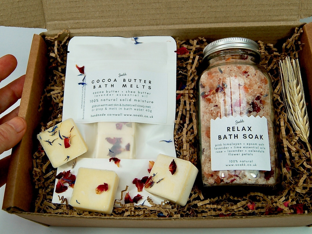 Pamper Spa Box Bath Salts Gifts Hamper Handmade Vegan Bath Gift Set ...