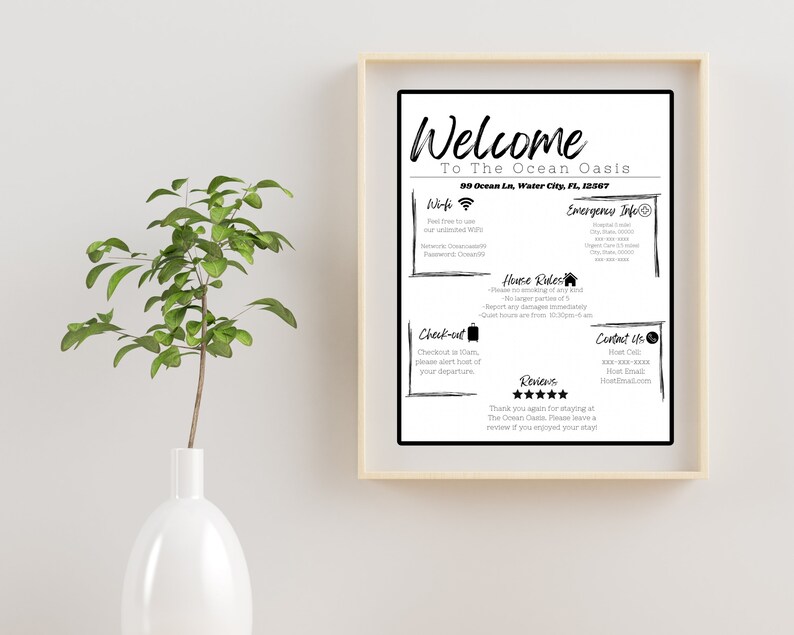 Airbnb Welcome Sign Printable Short Term and Air Bnb Rental - Etsy
