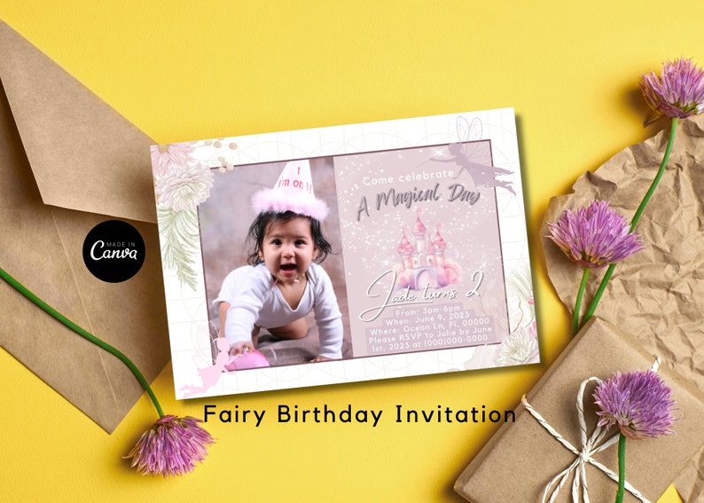 Editable Fairy Birthday Card, Pixie Fairy Princess Party Instant ...