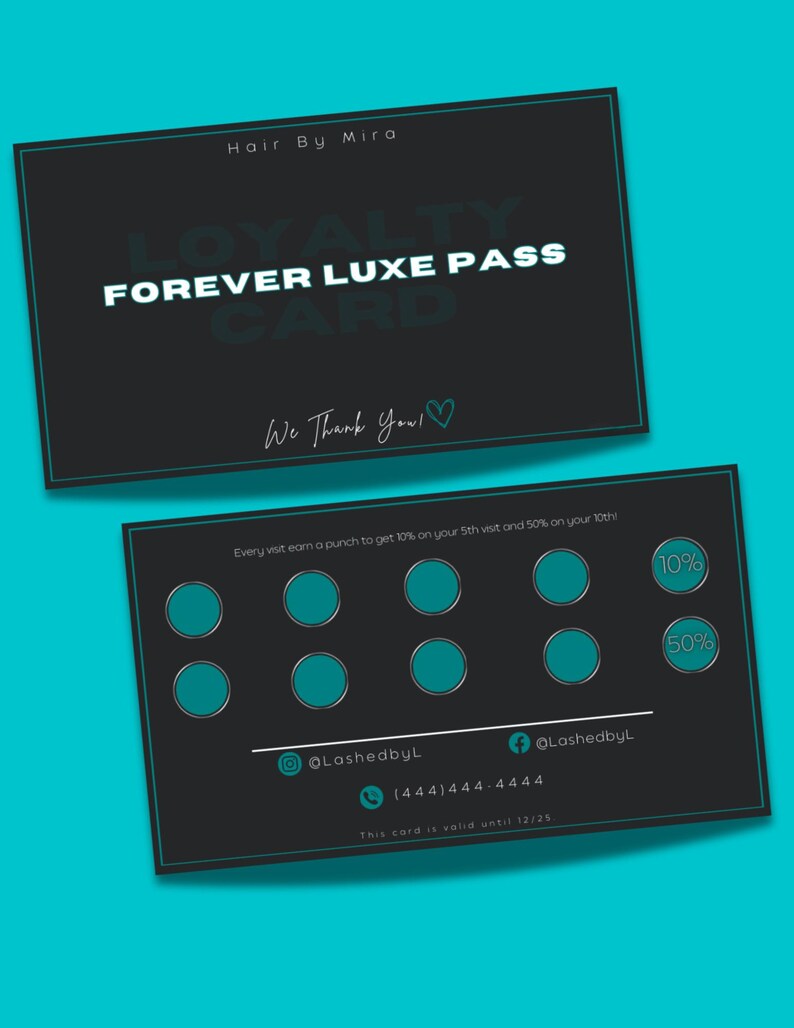 Loyalty Cards, Salon Business Card Template, DIY Marketing Cards ...