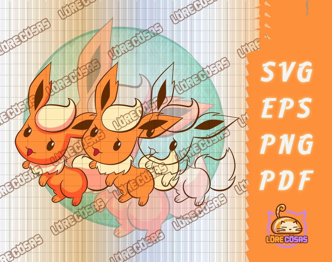 Pokemon Flareon Eevee Vector .SVG .EPS .png .pdf sublimación serigrafía ...