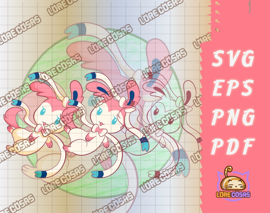 Vector Pokemon Sylveon Eevee .SVG .EPS .png .pdf sublimación serigrafía ...