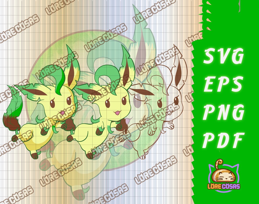 Vector Pokemon Leafeon Eevee .SVG .EPS .png .pdf Sublimation Screen ...