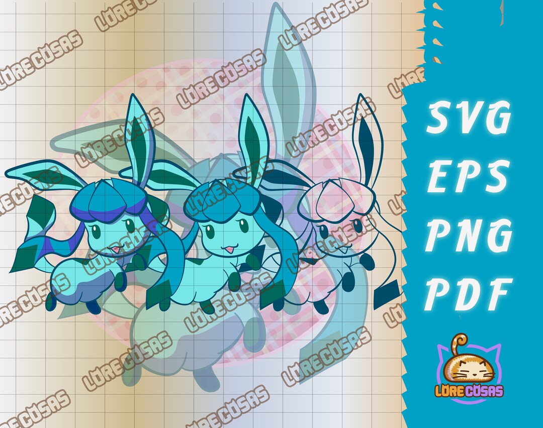 Vector Pokemon Glaceon Eevee .SVG .EPS .png .pdf sublimación serigrafía ...
