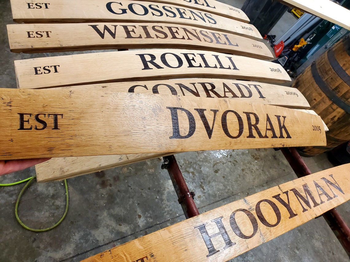 Bourbon Barrel Stave, Personalized Family Name Sign, Rustic Home Decor ...