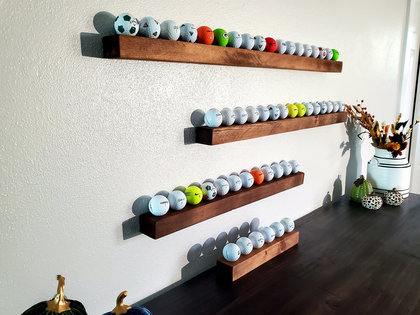 Rustic Golf Ball Display Wall Rack, Golf Display, Golf Ball Holder ...