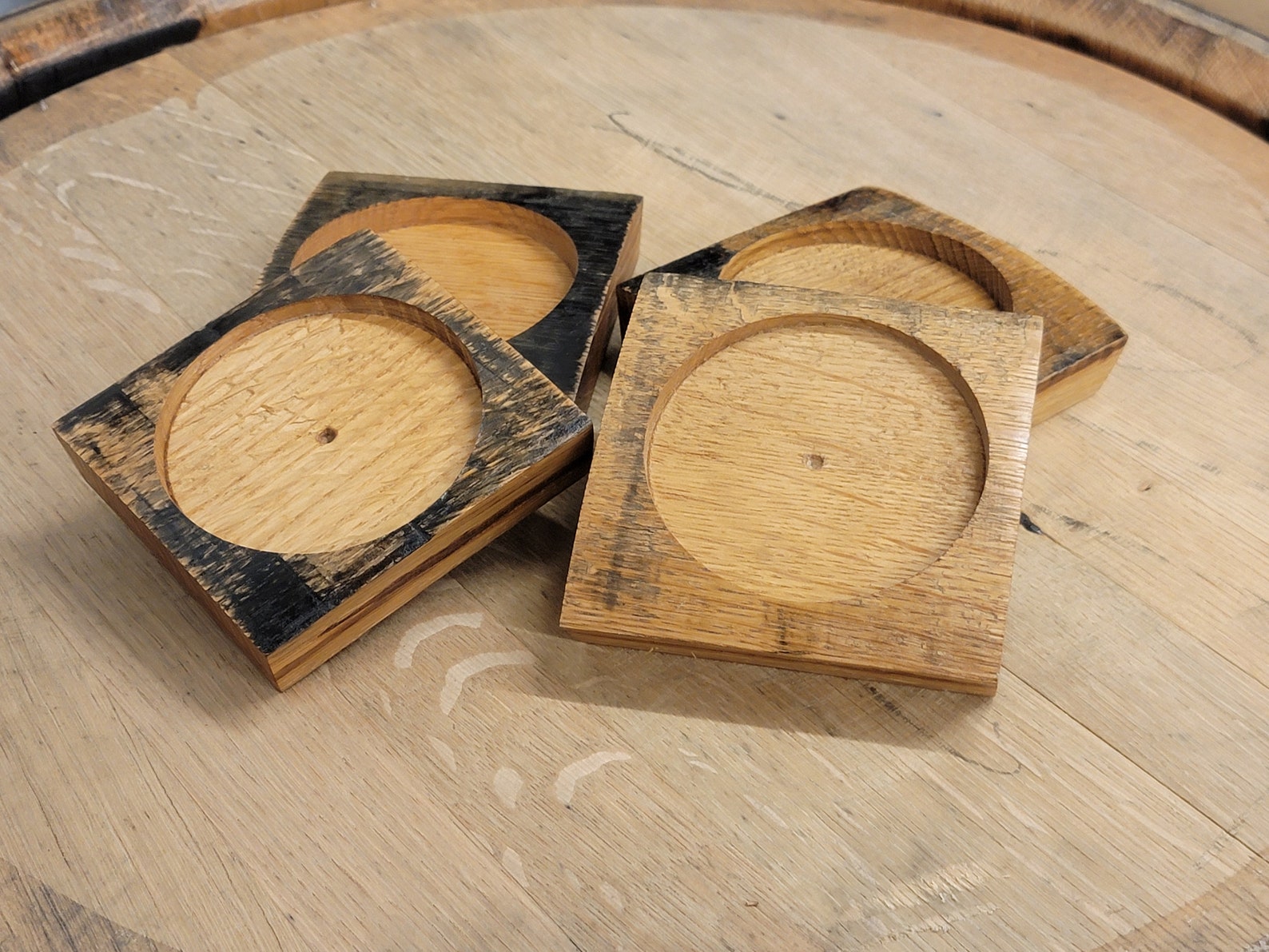 Whiskey Barrel Coasters, Bourbon Gift for Him, Wood Coaster Set ...