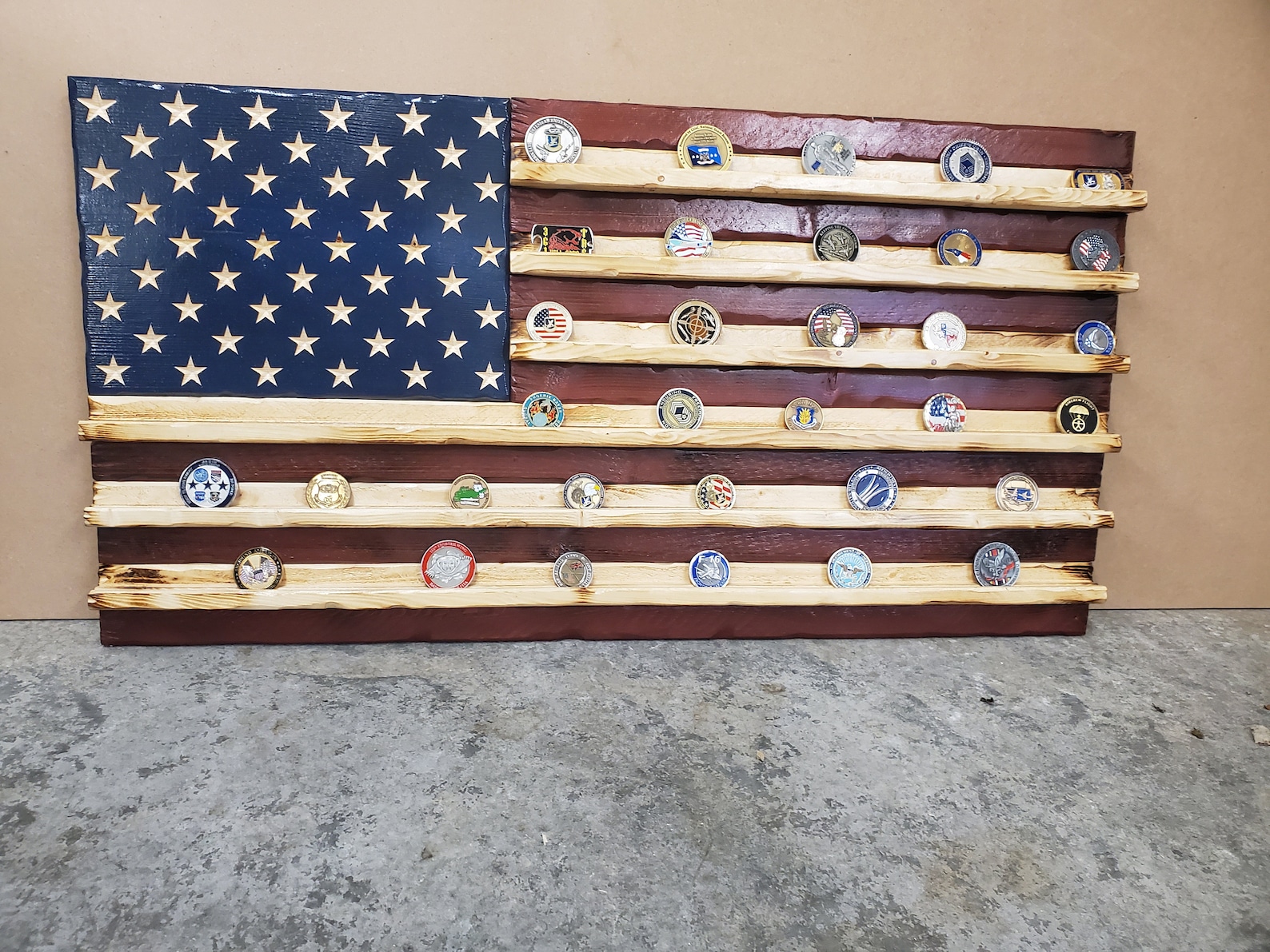 Rustic Challenge Coin Holder Flag Wood American Flag Pallet | Etsy