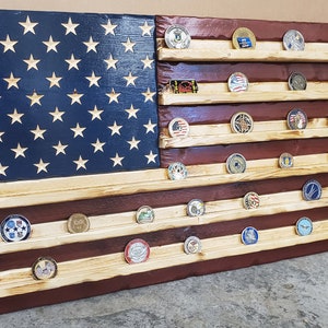 Rustic Challenge Coin Holder Flag, Wood American Flag, Pallet American ...