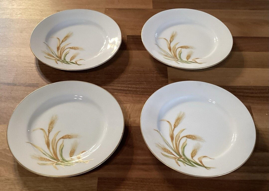 Craftsman China HARVEST 353 Bread Plates 6.25” Gold Trim Set of 4 JAPAN ...