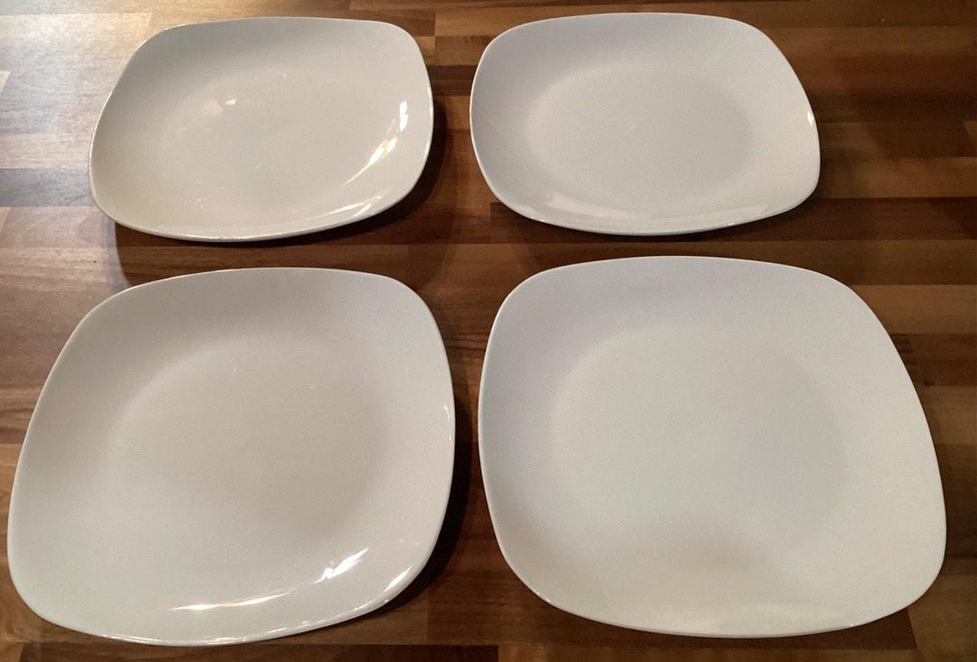 Royal Norfolk White Rounded Corners Square 10" Dinner Plates Set of 4 ...