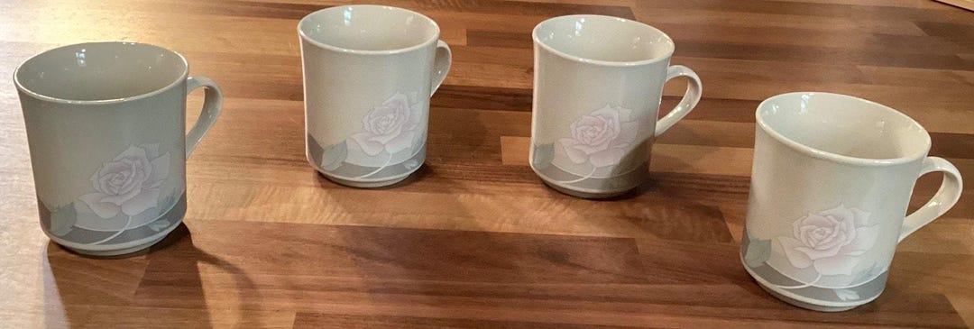 4 Ciera Rose Fine Dinnerware Vintage Sweet Rose Coffee Mugs Cups Pink ...