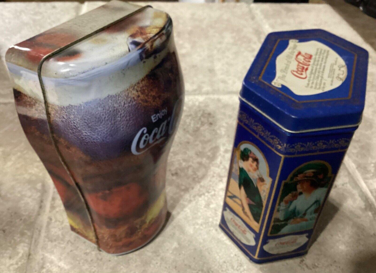 Coca Cola Empty Tins ~ the Drink of All the Year & 1998 Coke Glass ...