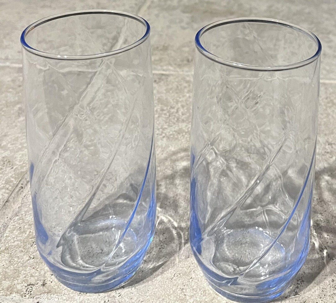 Lot of 2 Libbey Ice Blue Optic Swirl Tumblers Glass - Etsy