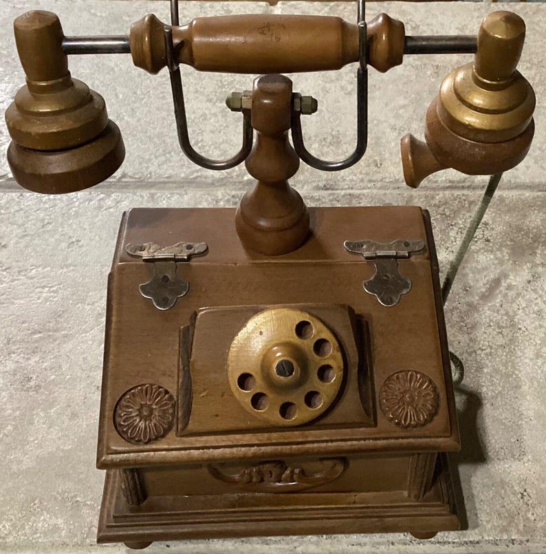 Phone Wood Box Decorative Object for Display Handcraft Italian Vintage ...