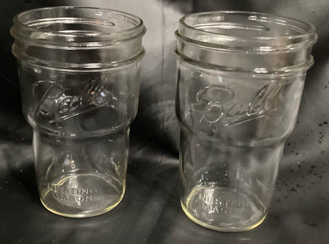 2 ~ Ball Nesting Mason Jar Set Drinking Glasses ~ Wide Mouth - Etsy