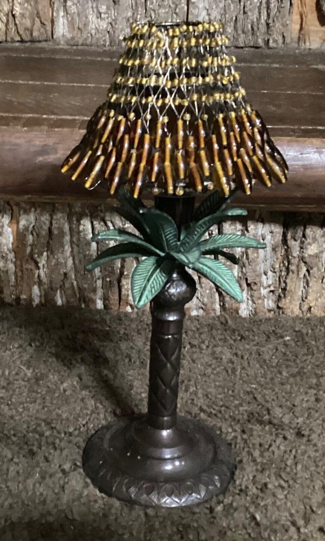 Brass Beaded Palm Tree Amber Candle Holder ~ Boho Beach Decor - Etsy
