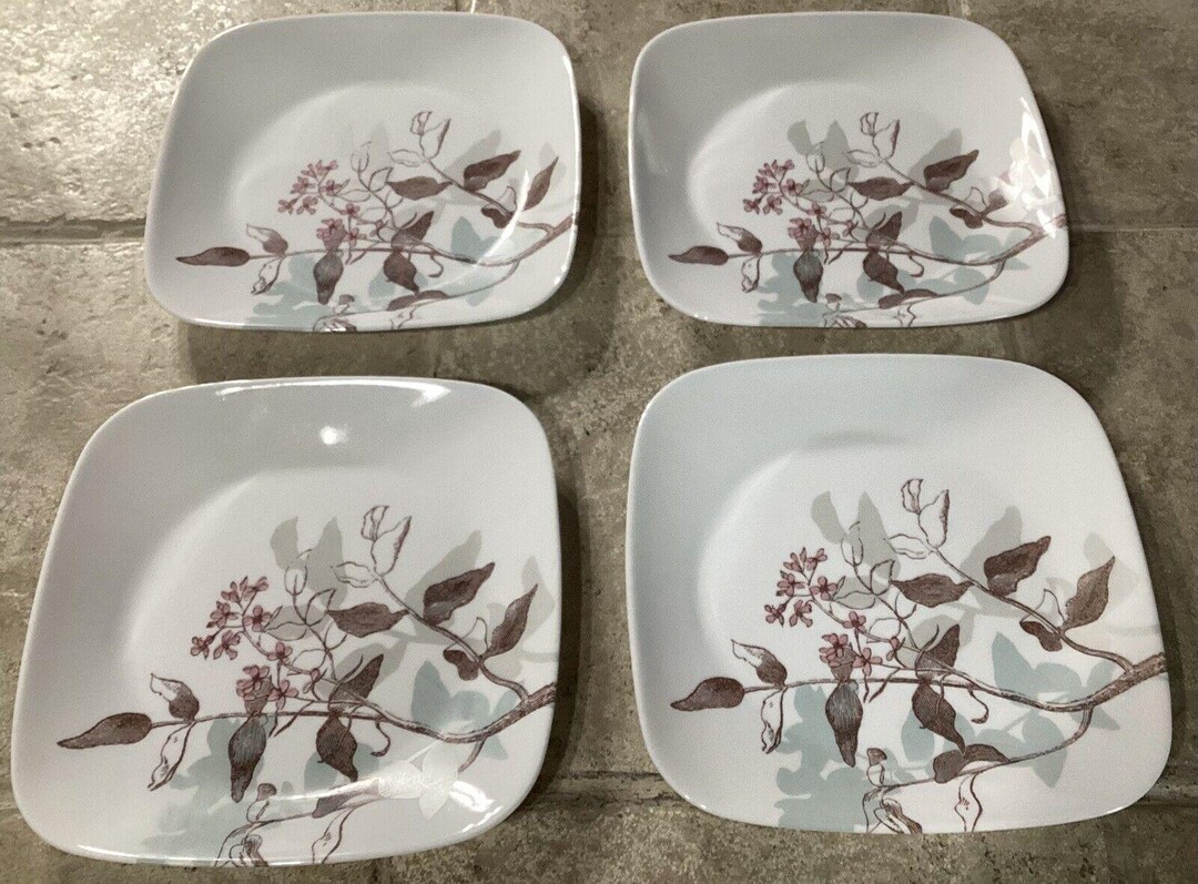 Set of 4 Corelle Vitrelle TWILIGHT GROVE 9 Square Salad Plates - Etsy