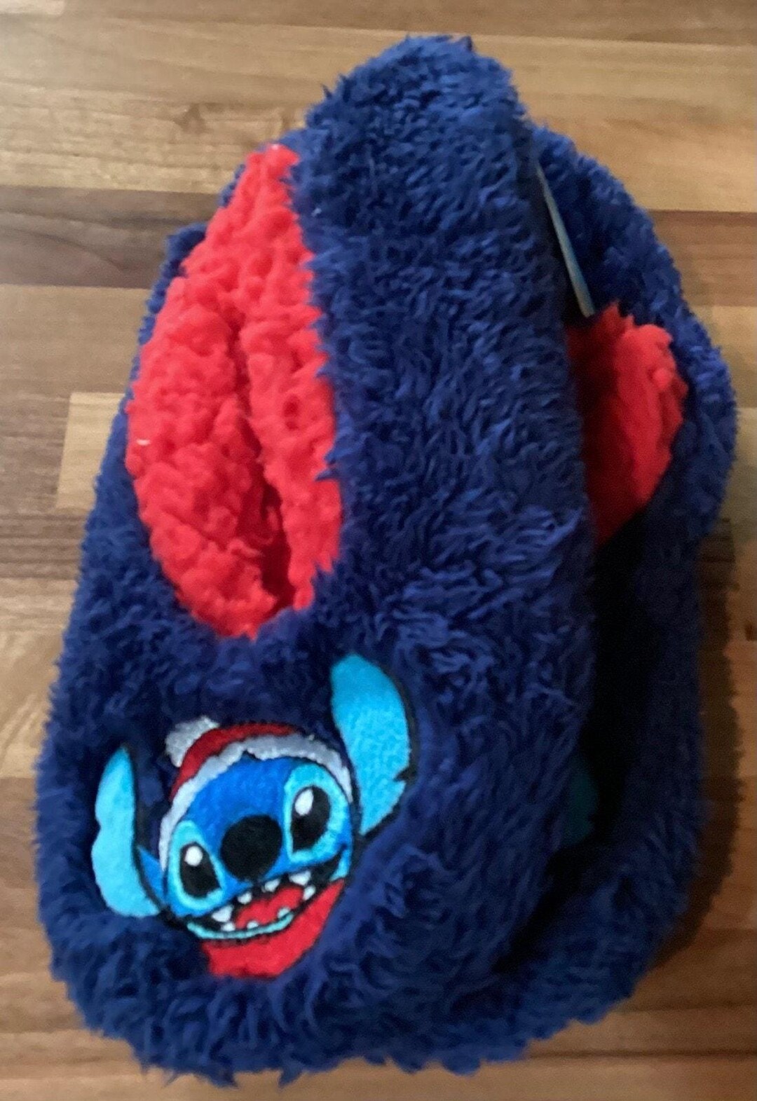 New Christmas Slipper Socks Disney Lilo Stitch Santa Fuzzy Babba Size 7 ...