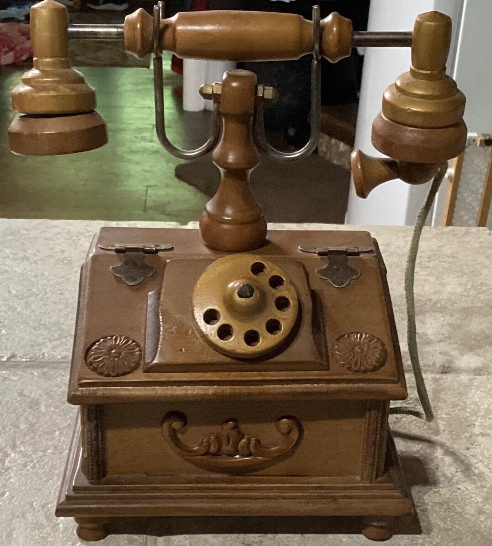 Phone Wood Box Decorative Object for Display Handcraft Italian Vintage ...