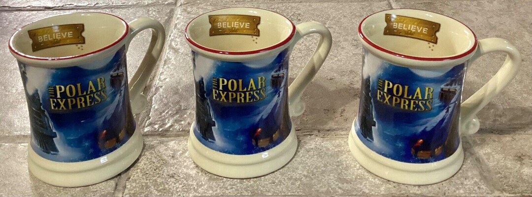 Lot of 3 ~ the Polar Express 3D Mugs Believe-christmas Mugs ~ Golden ...
