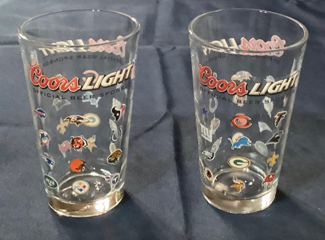Set of 2 COORS LIGHT NFL Official Beer Sponsor Glasses 16 Fl Oz 32 Team ...