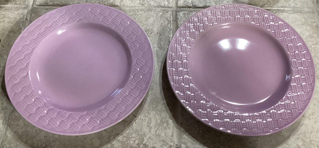 Set of 2 Royal Norfolk Basket Weave Dinner Plates Purple Lilac 10-3/4 ...