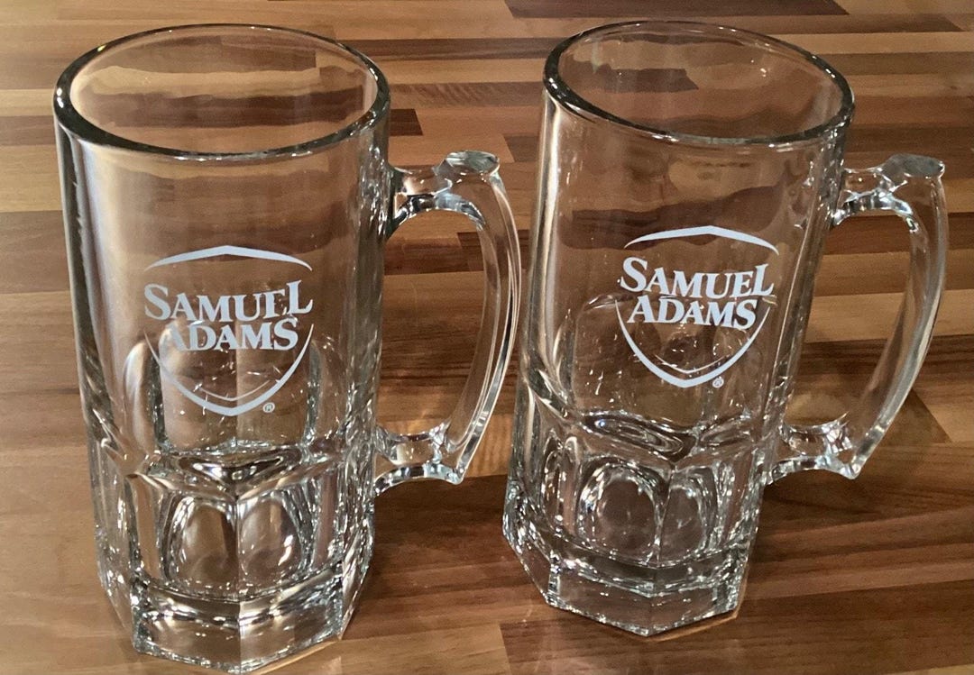 2 Libbey Samuel Adams Heavy Glass Partial Paneled 32 Oz Beer Mugs 8” - Etsy