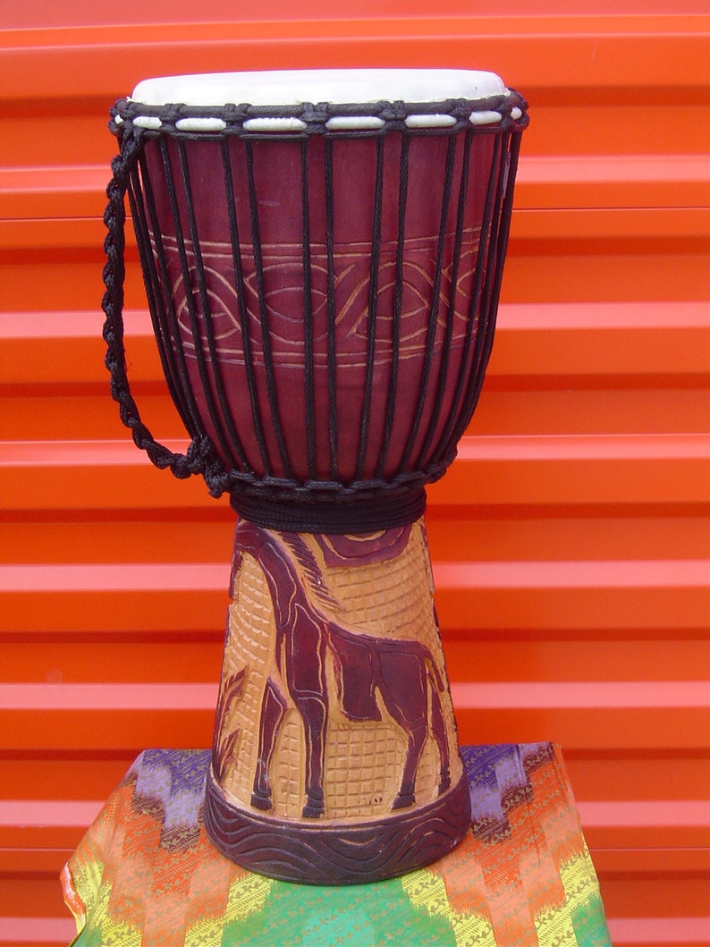 Handmade 20 Tall Deep Carved Djembe Bongo Drum GIRAFFE M20 FREE Head ...