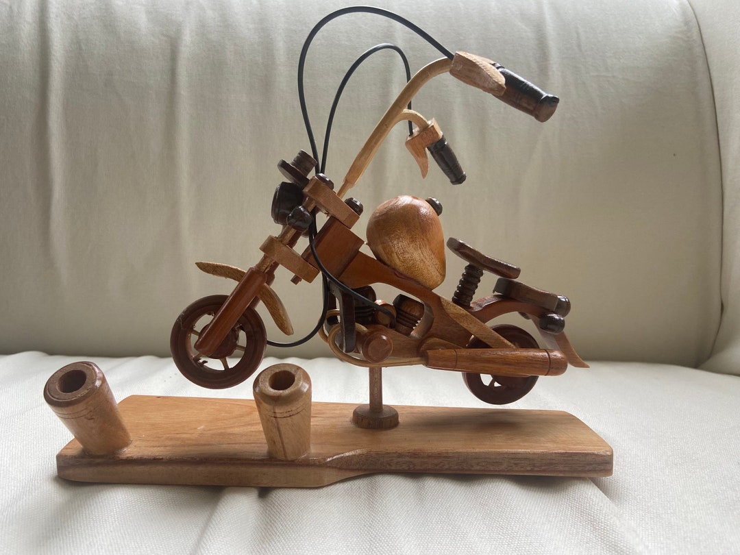 Wooden Handmade Motorcycle Pen Holder Model - Etsy
