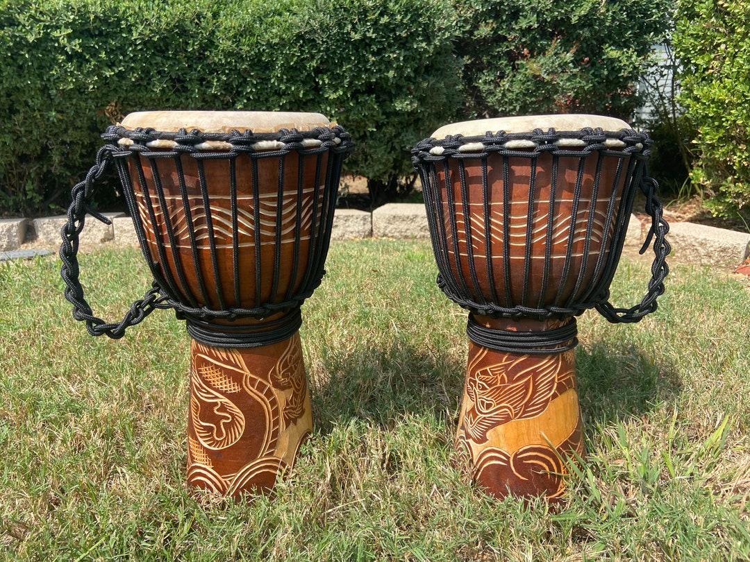 SALE, Set OF 2, Small 16 Tall Djembe Bongo Drum With DRAGONS Designs - Etsy