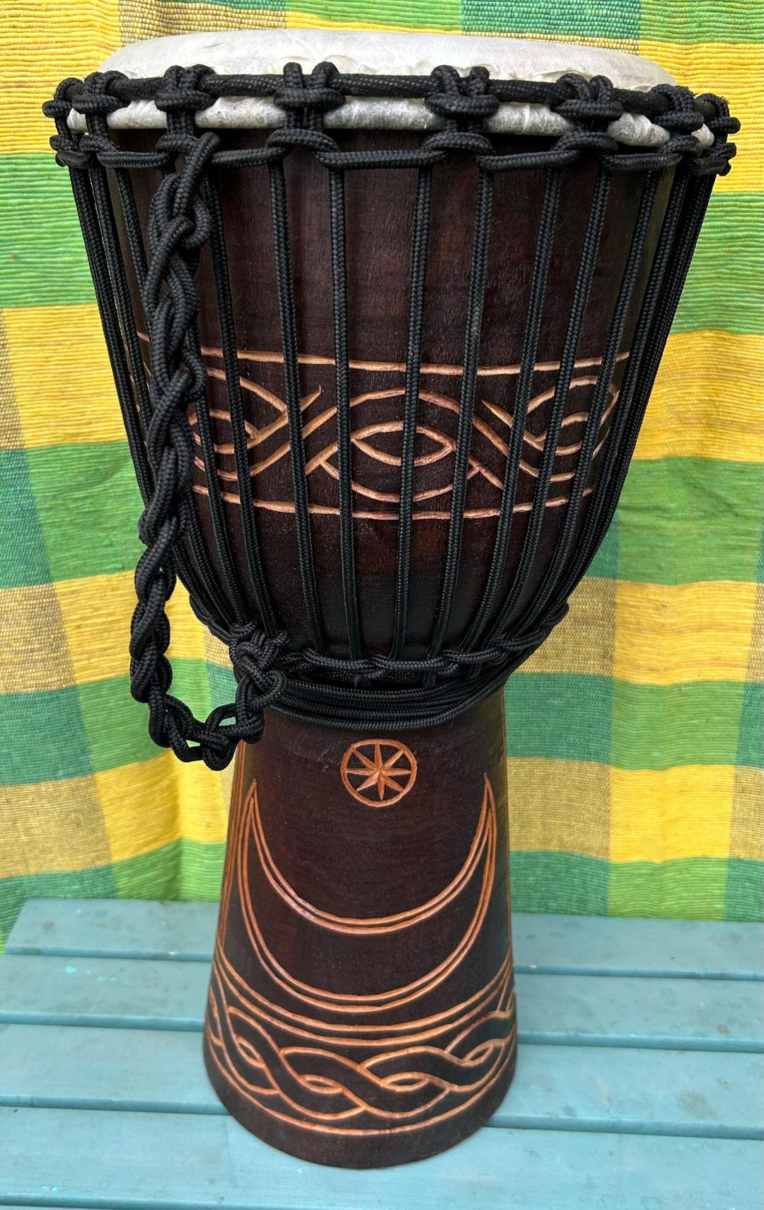 Handmade 20" Tall Deep Carved Djembe Bongo Drum MOON and STAR M15 ...
