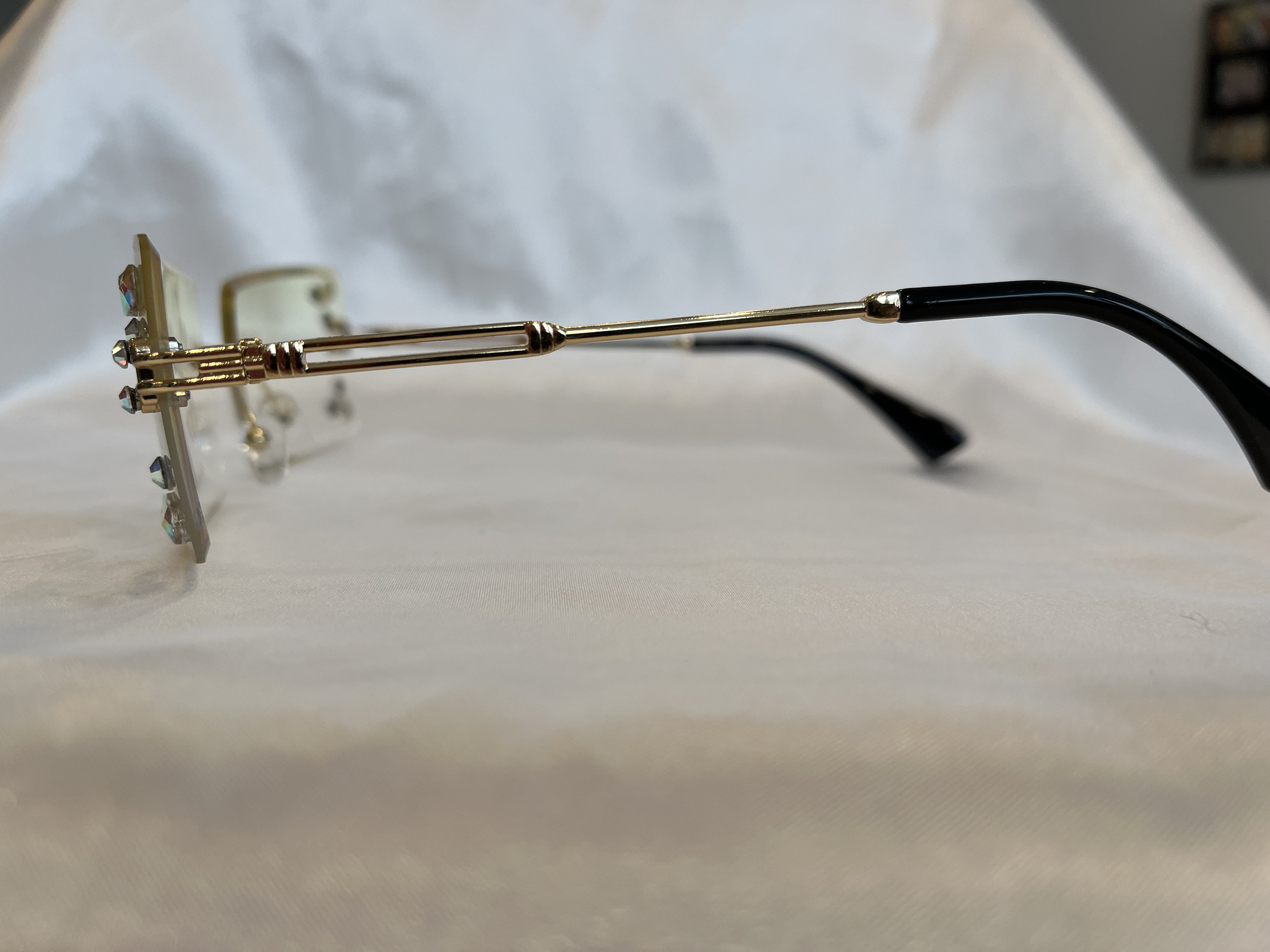 Swarovski Crystal Embellished, Unique Square Frame Clear Lens, Gold ...