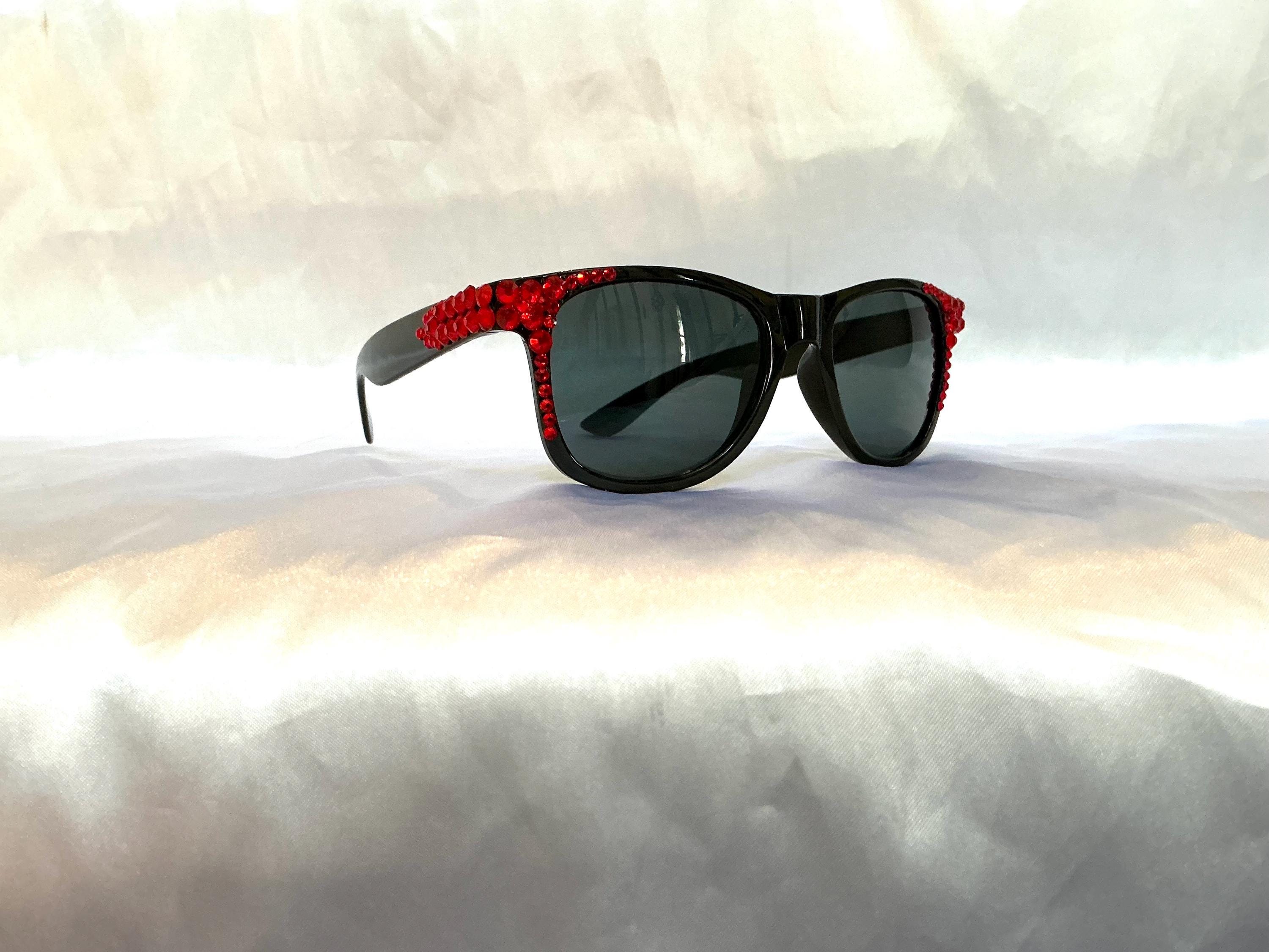 Black Frame, Black Lens, Wayfarers. Red, Swarovski Crystal Embellished ...